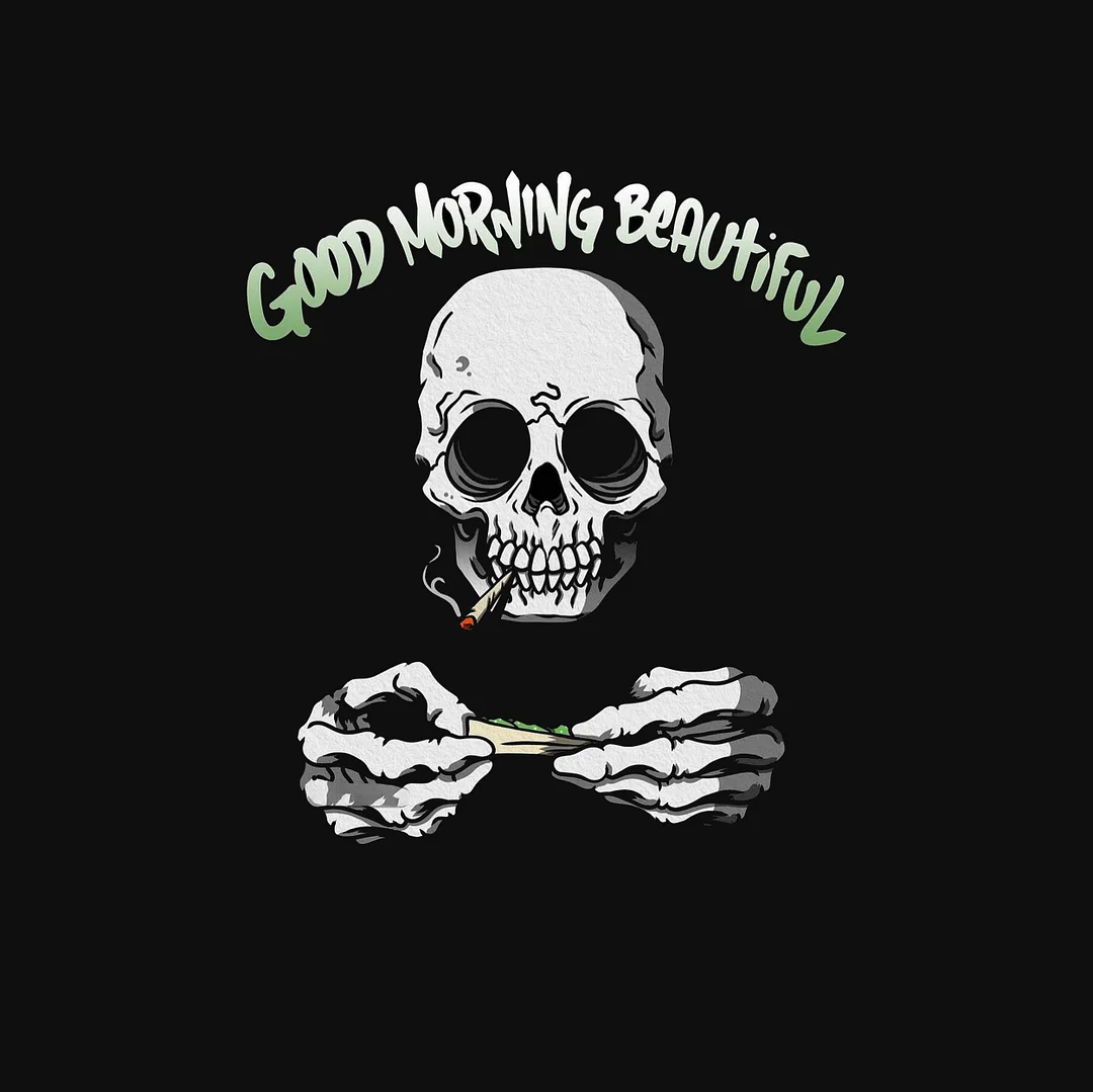 GOOD MORNING BEAUTIFUL Skull Black Print T-shirt