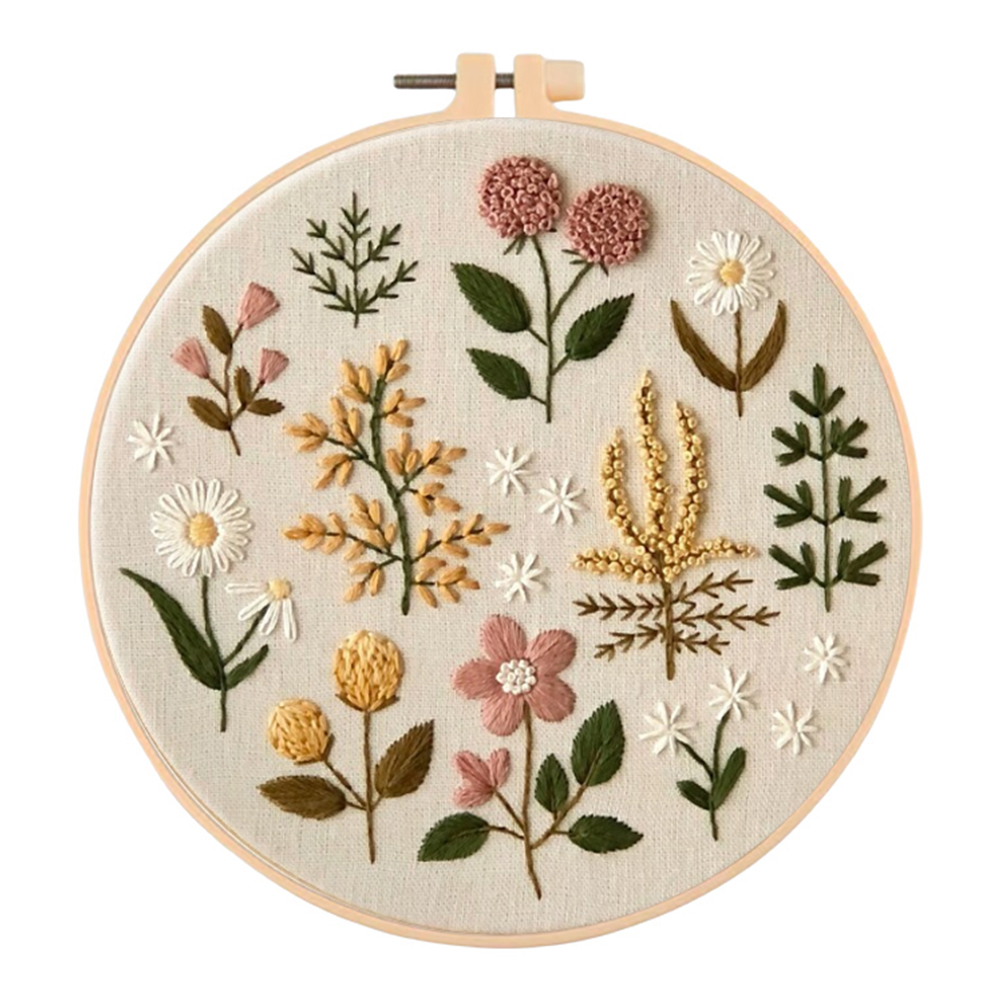 Flower Cotton Stamped Embroidery Cross Stitch Kit w/ Pattern for ...