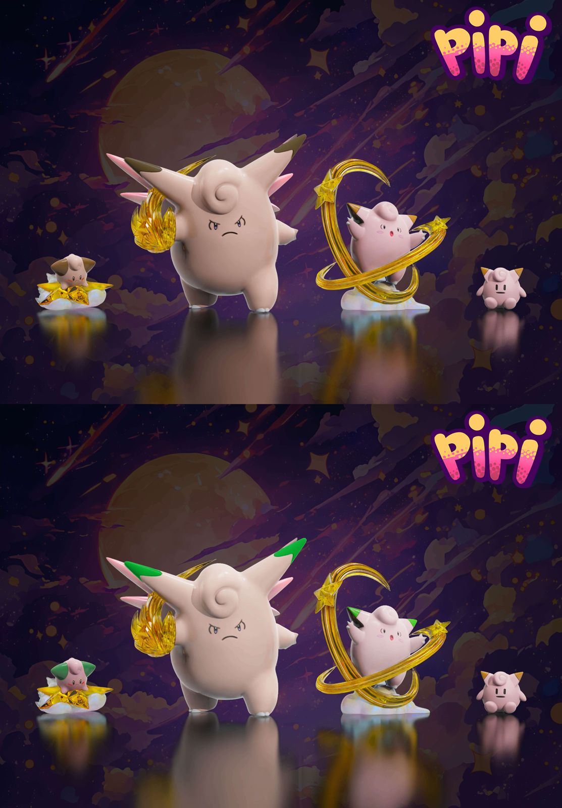 1/20 Scale World Zukan Evolution of Clefairy Set - Pokemon Resin Statue ...