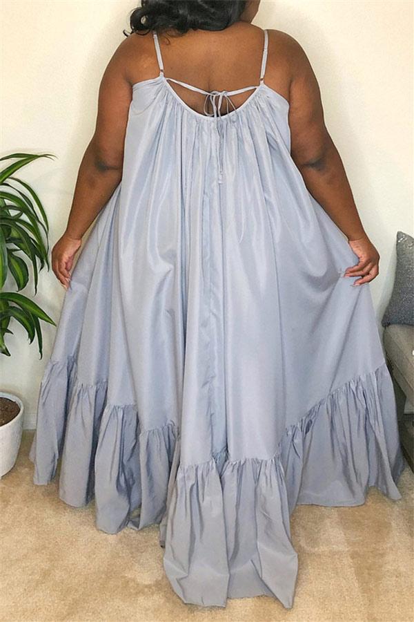 Sexy Solid Loose Sling Plus Size Dress