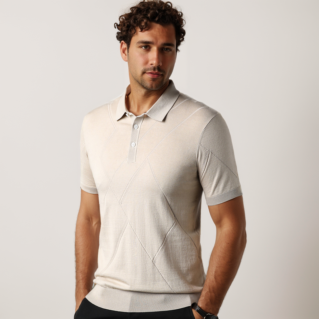 Spring and Summer Men's Lapel Silk Shirt