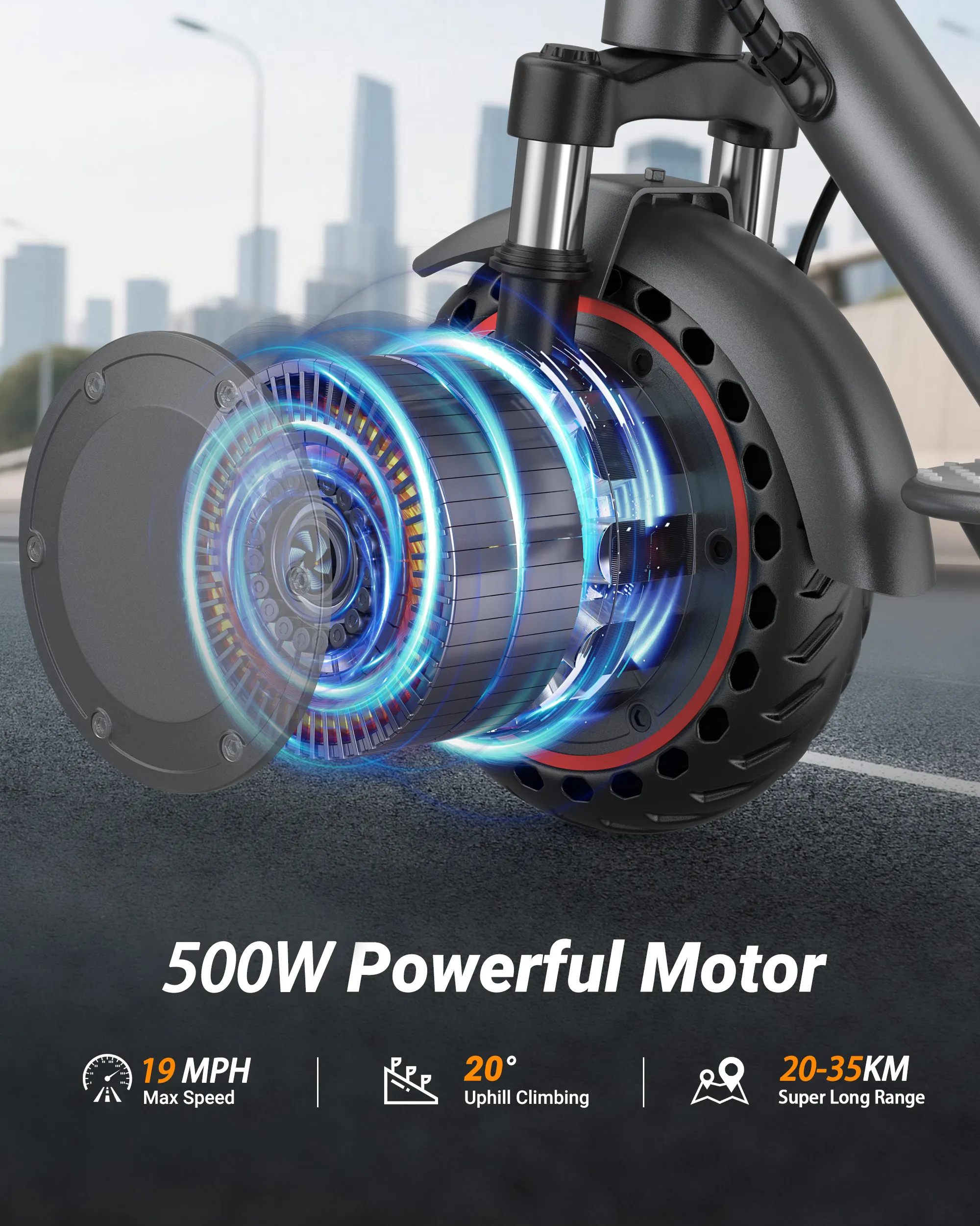 LP10 Electric Scooter 35KM Travel Range 500W Motor 31KM/H without Battery