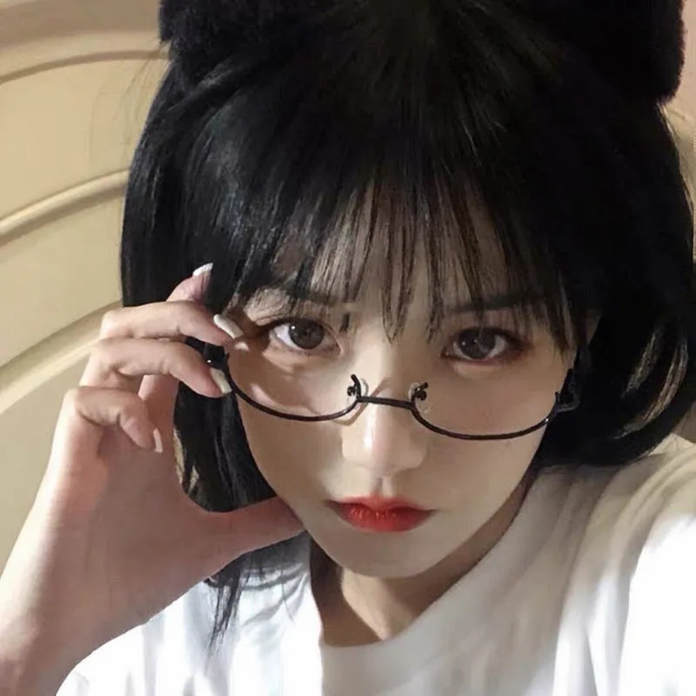 Glasses Frame Half Frame Without Lens Girl Chic Harajuku Cosplay Party ...