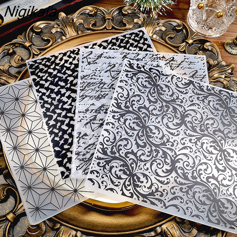 Nigikala Vintage Background Basic words Embossing Folders for DIY ...