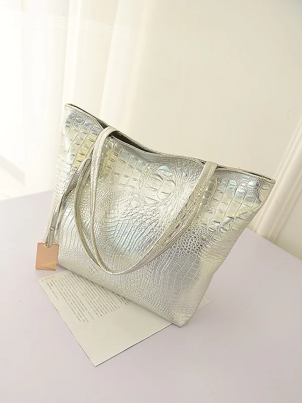 Elegant Solid Color Shiny Tote Bag