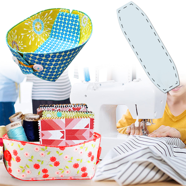 Multi-Functional Fabric Button Basket Sewing Template - With Instructions