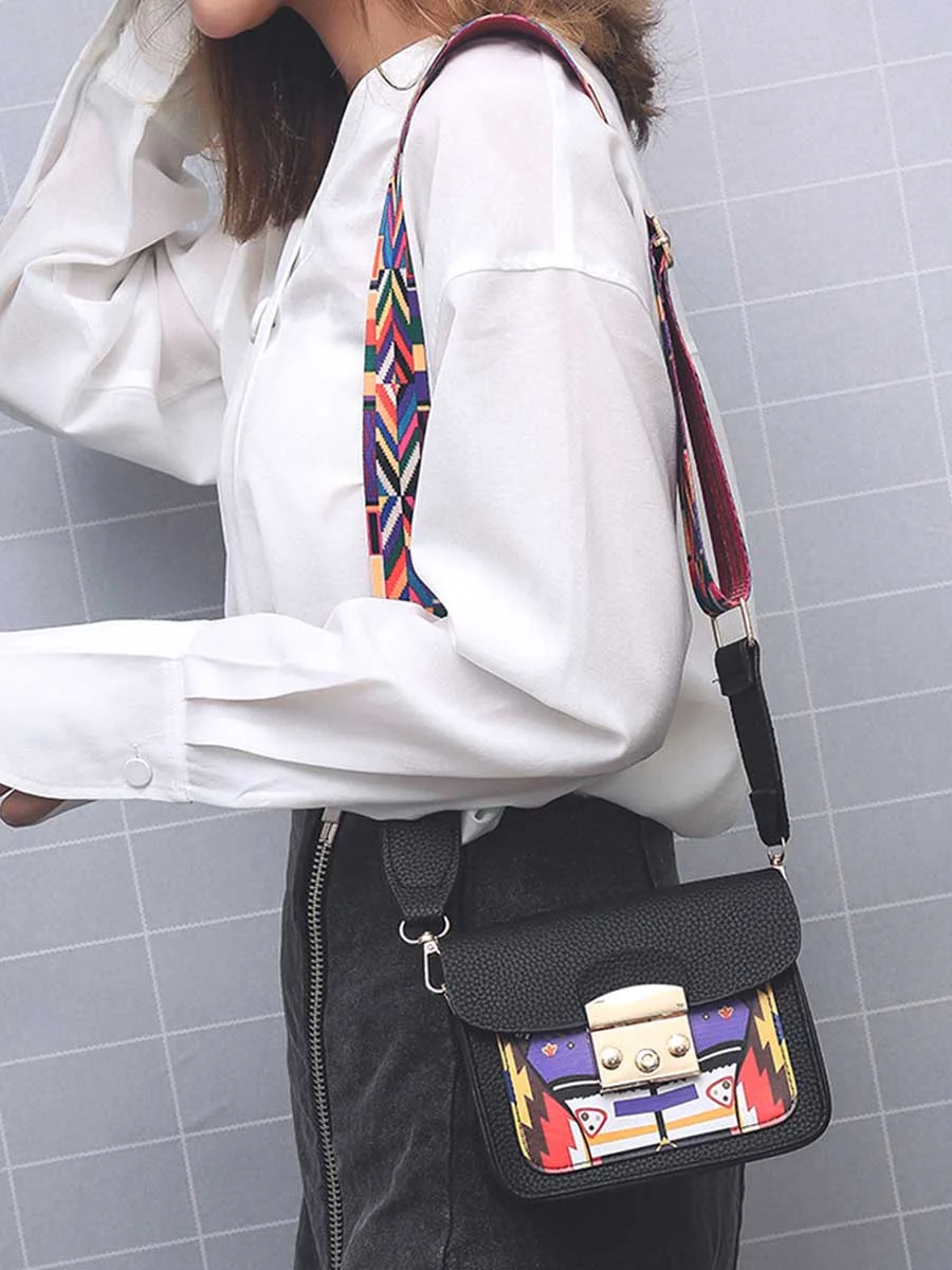 Crossbody Bag Colorful Wide Strap Flap Bag