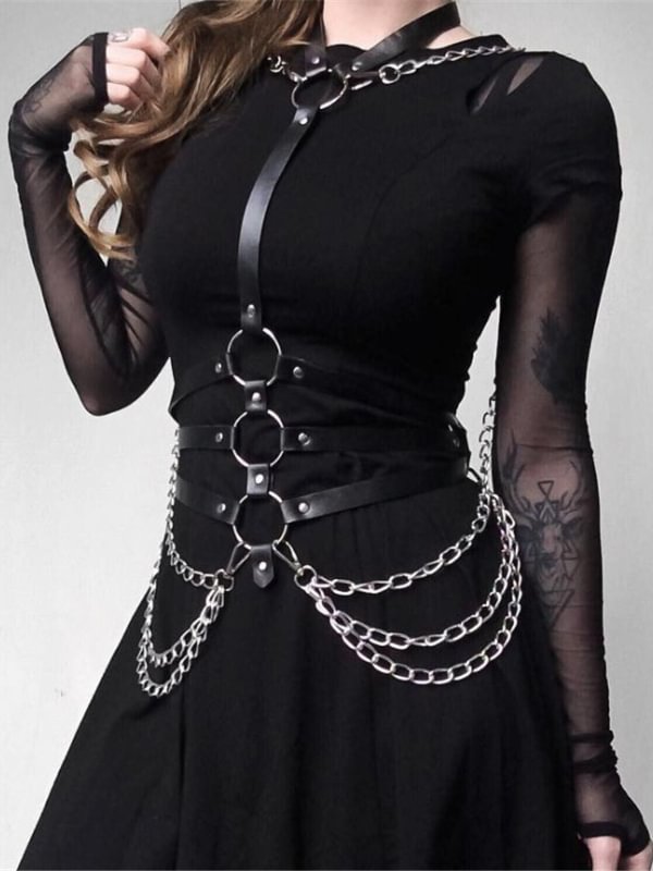 PU Chains Gothic Punk Harness