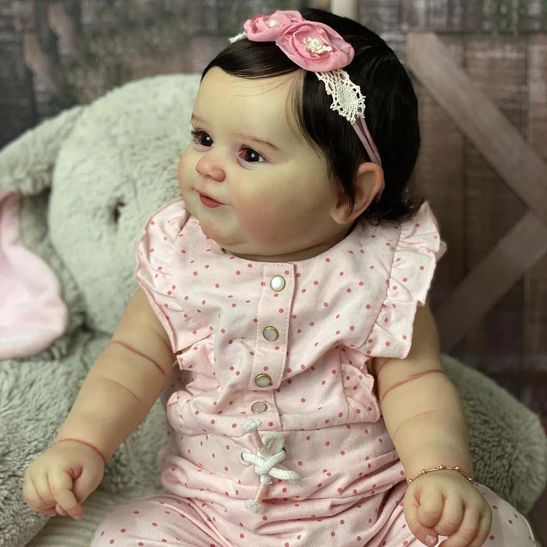 20" Brown Eyes Cloth Body Reborn Toddler Baby Girl Doll Blanche With ...