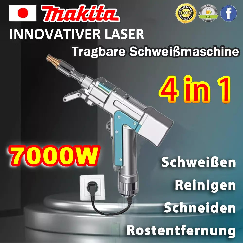 Makita 7000 W innovative tragbare Laserschweißpistole 4 in 1 (Schweißen + Reinigen + Schneiden ...