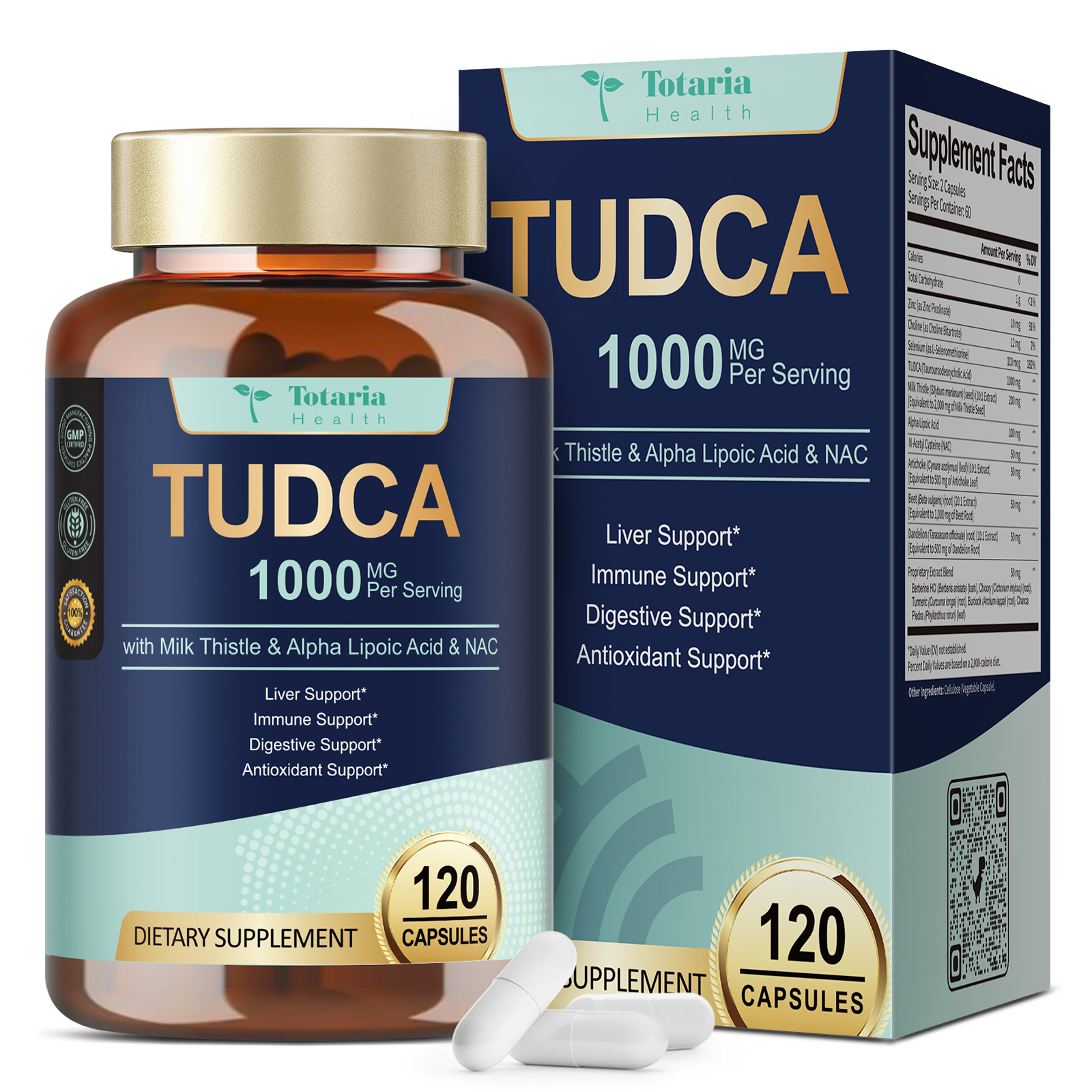 Totaria 15-in-1 TUDCA Liver Supplement 1000mg with Milk Thistle, ALA ...