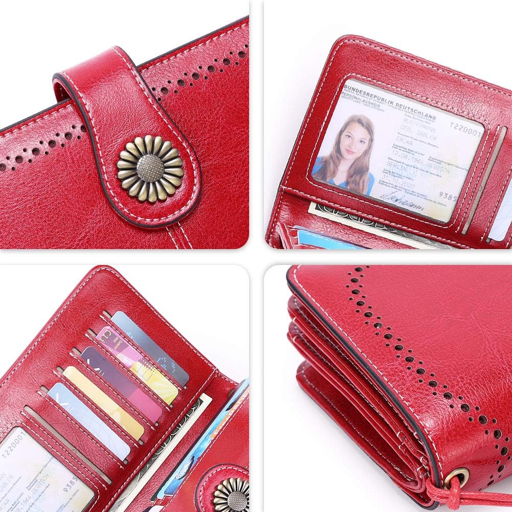 Vintage Style Genuine Leather Large Capacity RFID Wallet Organizer for ...