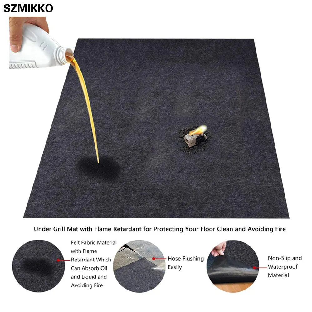 SZMIKKO Barbecue Grill Floor Mats Absorbent Bbq Mat Floor Mat Protects ...