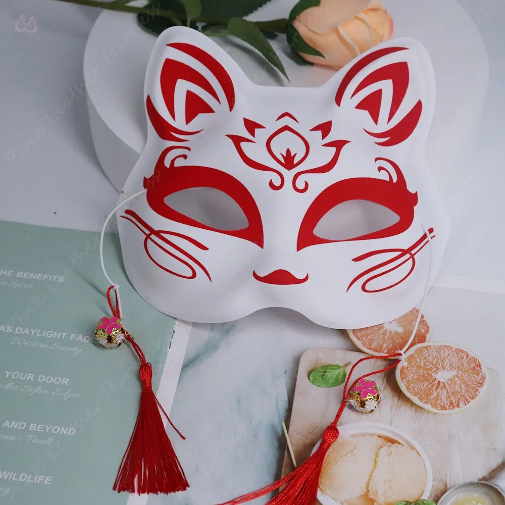 Billionm Mask Half Face Hand-painted Cat The Nine-tailed Fox Mask Anime ...