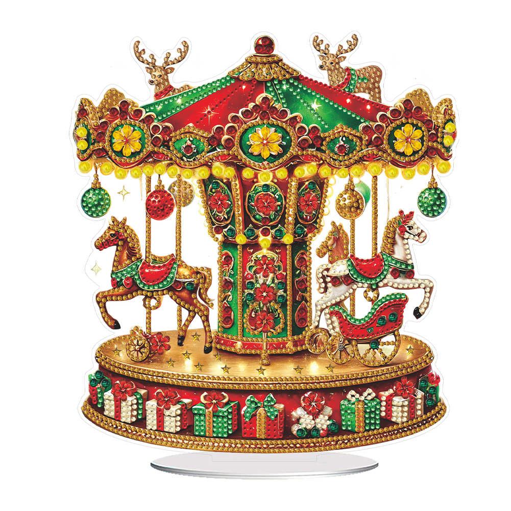 DIY Christmas Carousel Acrylic Diamond Painting Desktop Ornaments Kit ...
