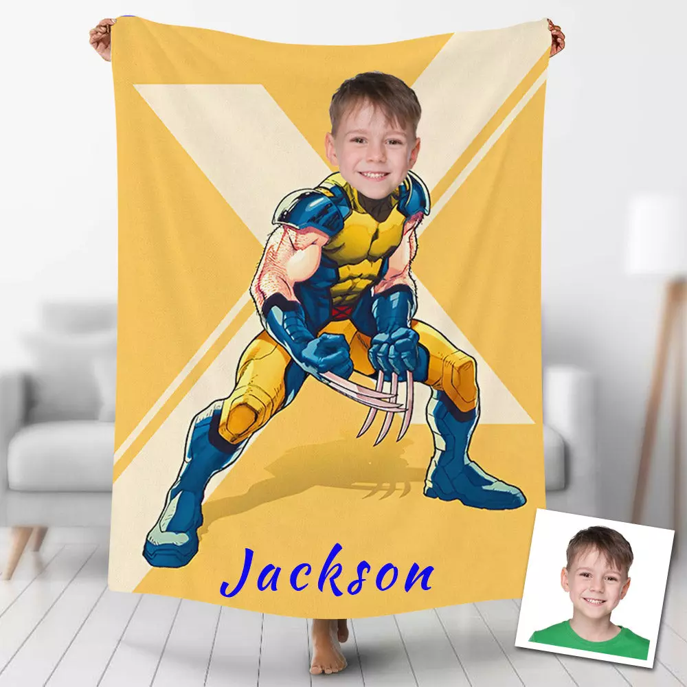 Custom Blankets Personalized Yellow X-Men Wolverine Blanket