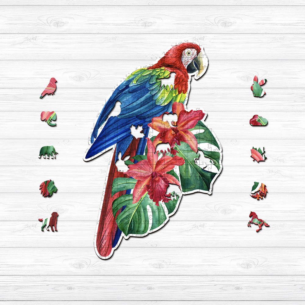Blue and Gold Macaw Wooden Jigsaw Puzzle