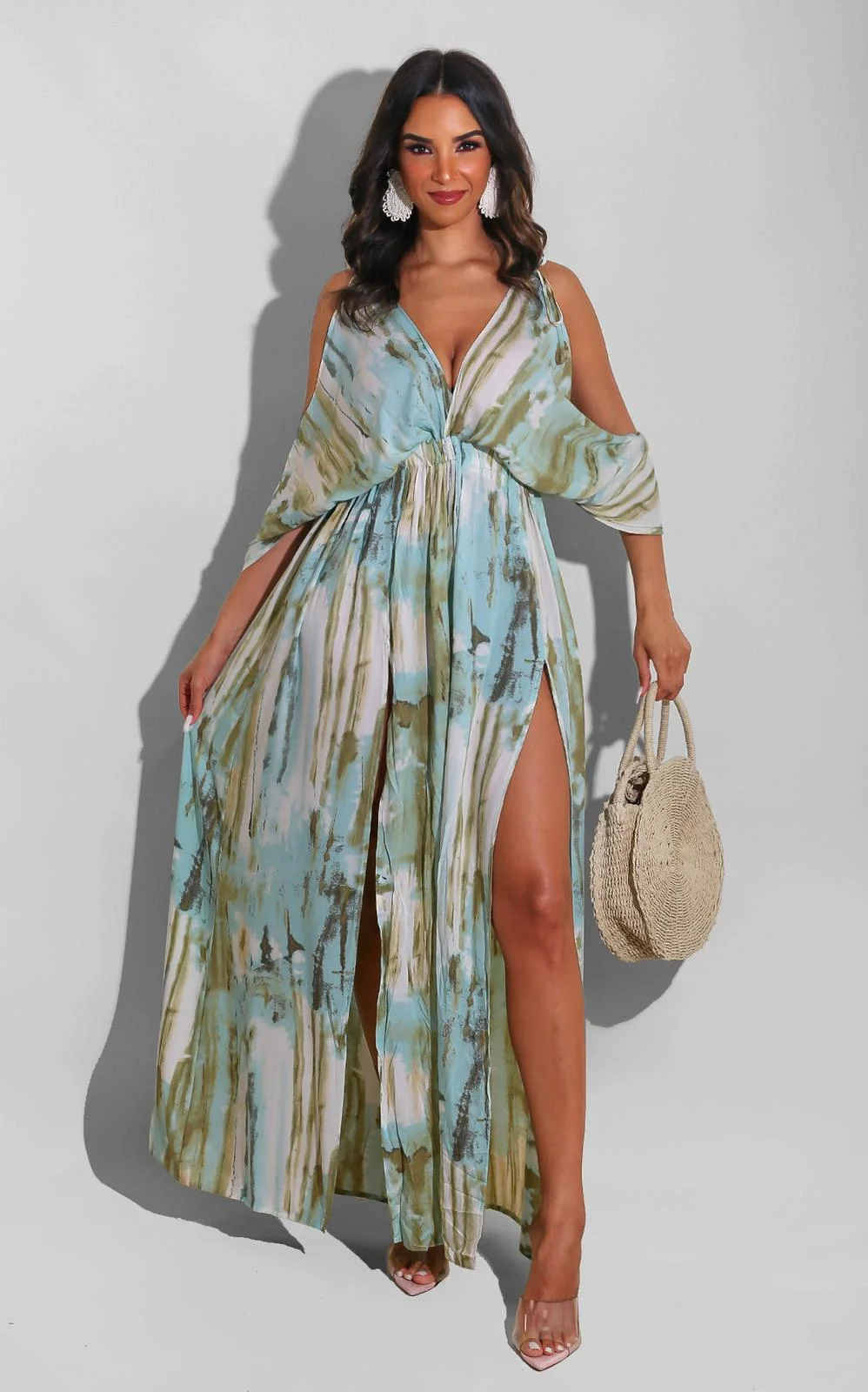 Off the Shoulder Slit Dresses Maxi Back Open Elegant Dress GREAT DAY