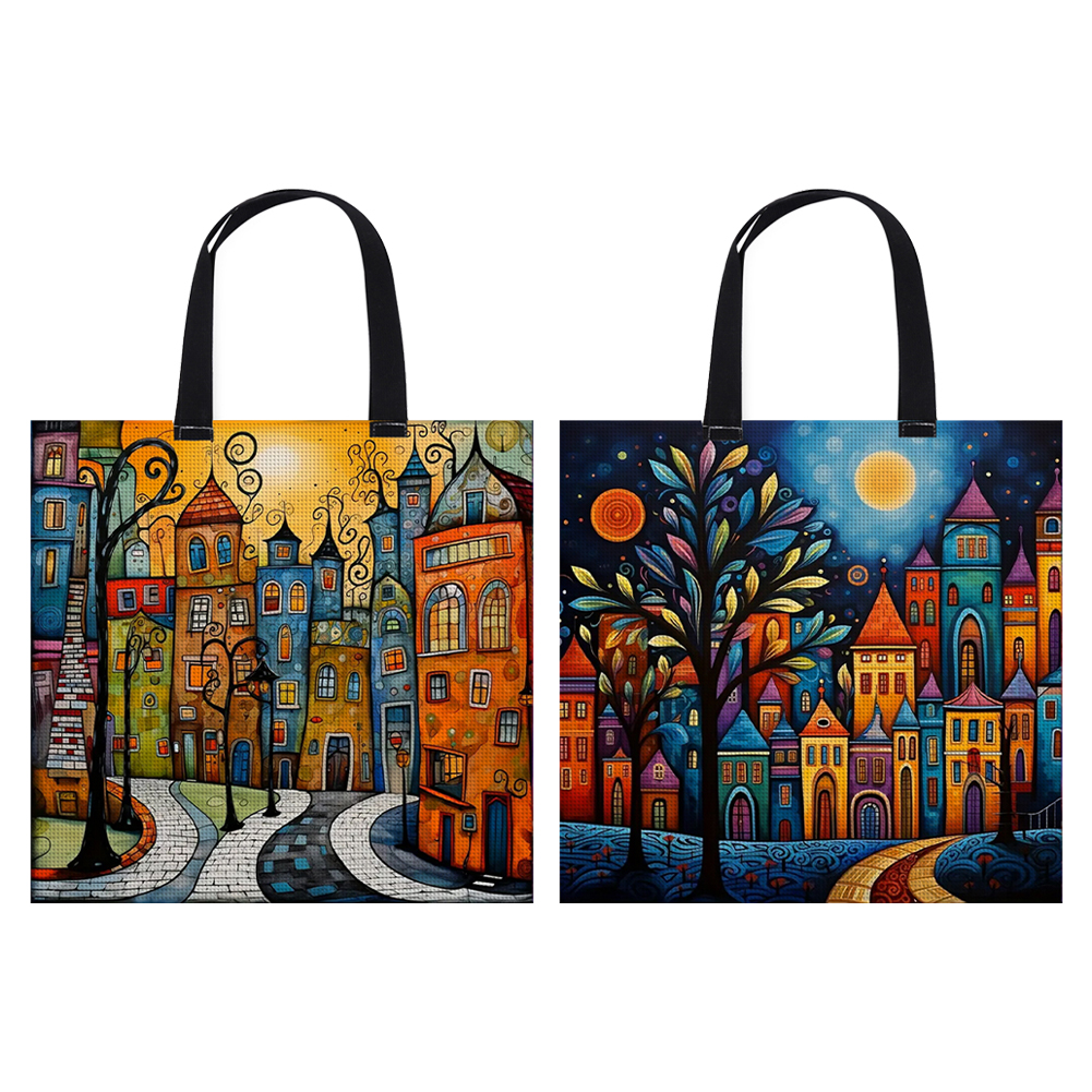 11CT Colorful Buildings Embroidery Kit DIY Personalized Bag Gift for ...