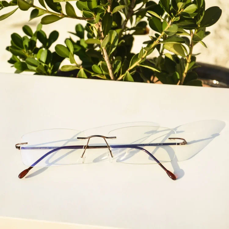 SHINU Titanium Frame Rimless glasses for men pure titanium glasses blue ...