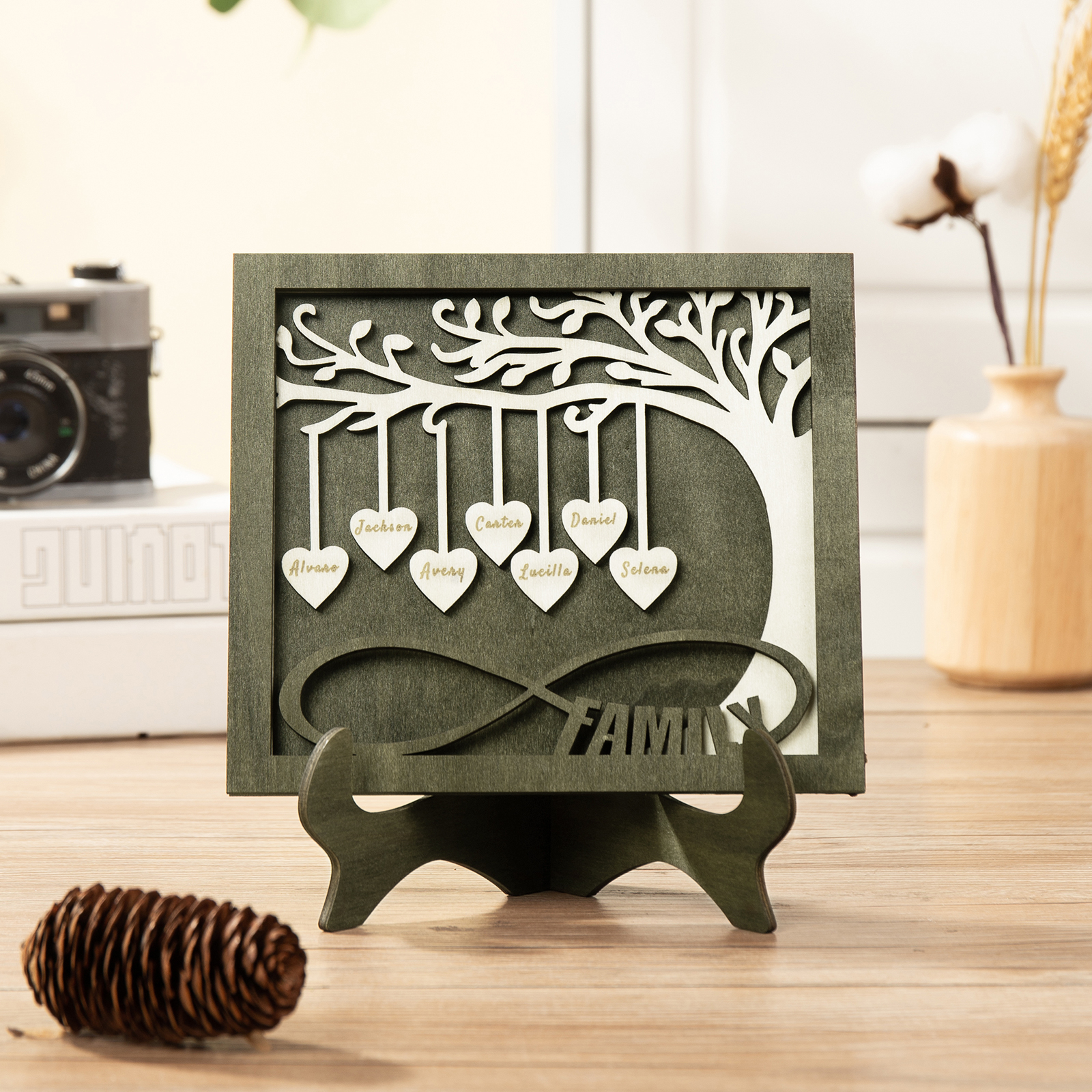 Family Tree Wood Frame Personalized Family Tree Sign Custom 7 Names ...