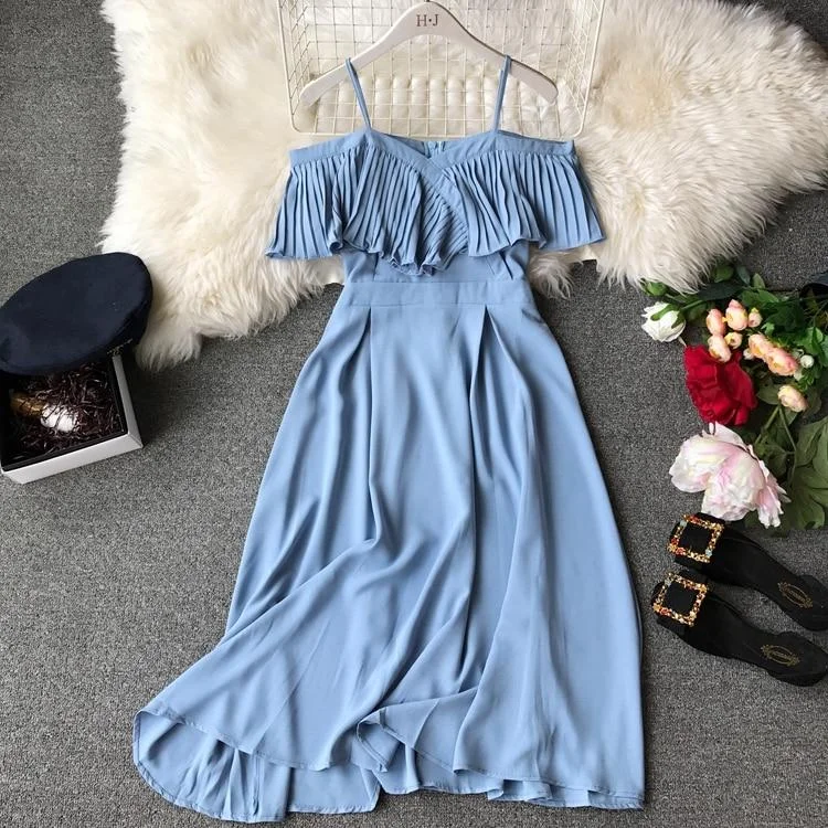 Boho Ruffles Vintage Floral Print Summer Off Shoulder Midi Long Dress