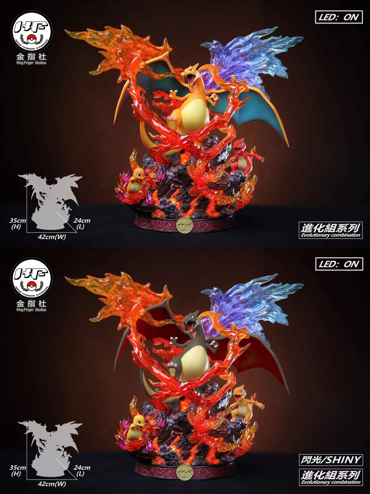 Evolution of Charizard Family with LED - Pokemon Resin Statue - King ...