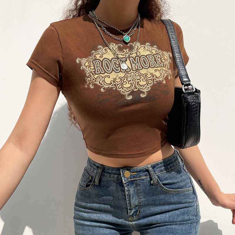 ROCK MORE VINTAGE PRINT CROP TOP