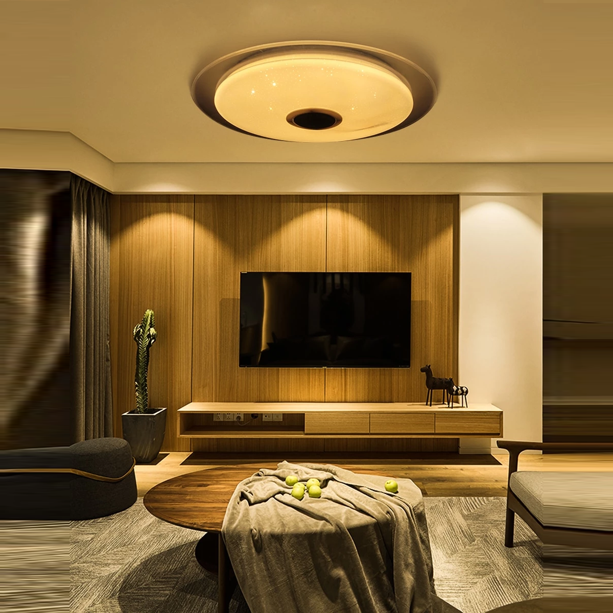 LED Music Ceiling Light RGB Bluetooth Speaker Lamp Home Party Bedroom ...