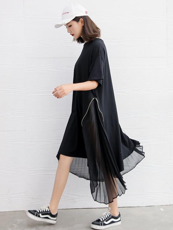Split-joint Zipper Long Dress