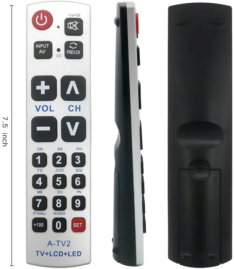5-pack Gmatrix A-TV2 Big Button Universal TV Remote