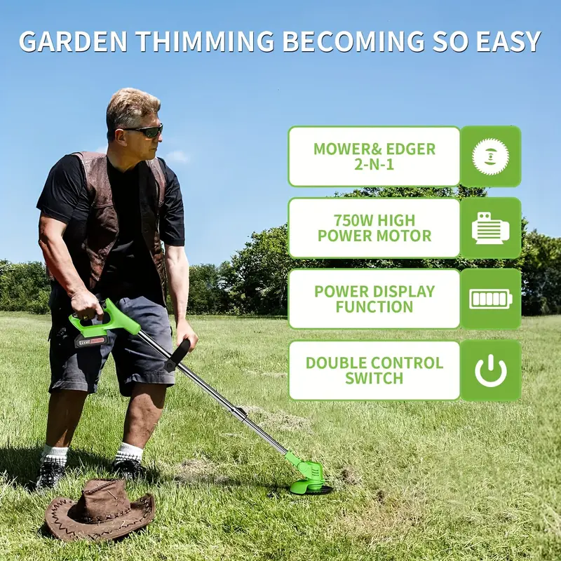 24V Brush Cutter, Electric Cordless Cordless Wire Cutter with 2 ...