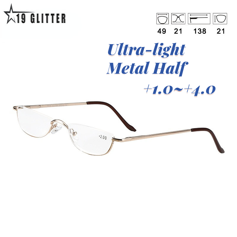 Ultra-light Metal Half Frame Reading Glasses Portable Men Business ...