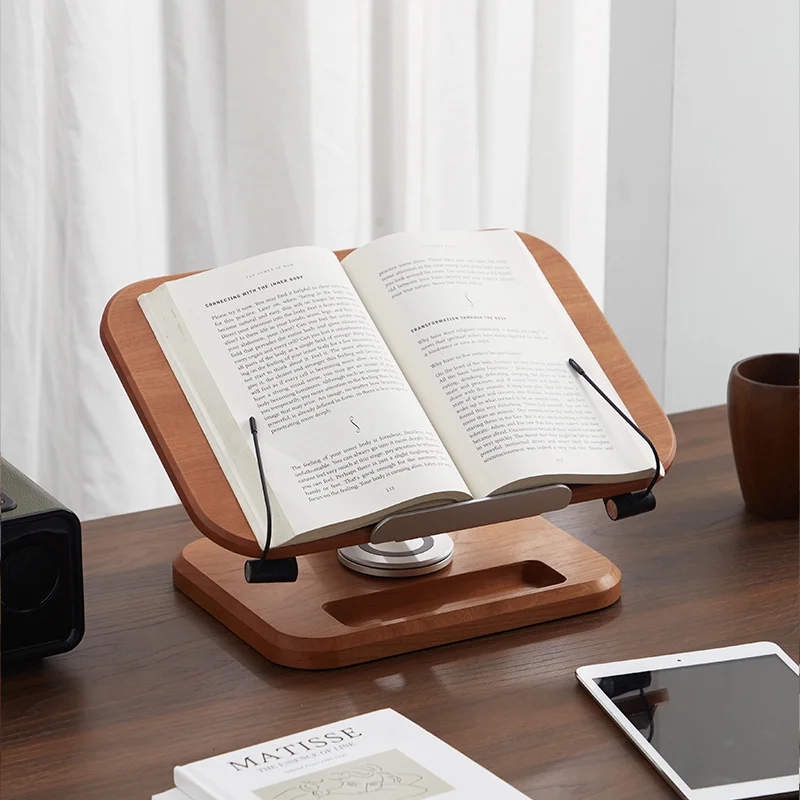 Rotating Lifting Black Walnut Aluminum Alloy Reading Bookshelf Notebook ...