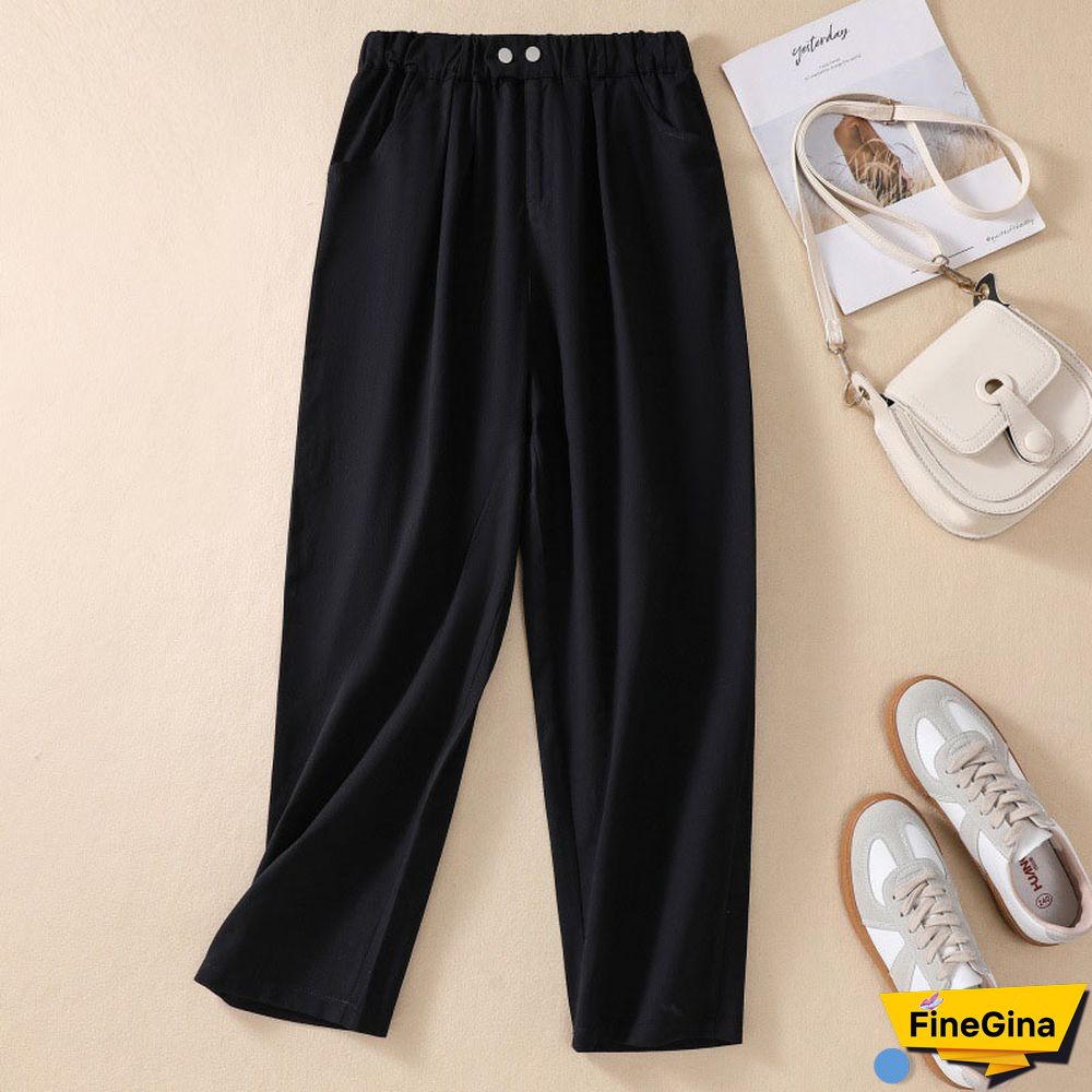 FineGina Simple Retro Loose Wide -leg Trousers