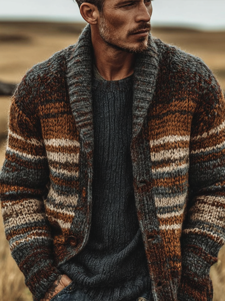 Men's Retro British Style Knitted Sweater Coat
