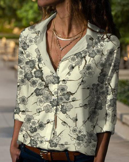 Japanese Art Cherry Blossoms Blouse Long Sleeve Blouse