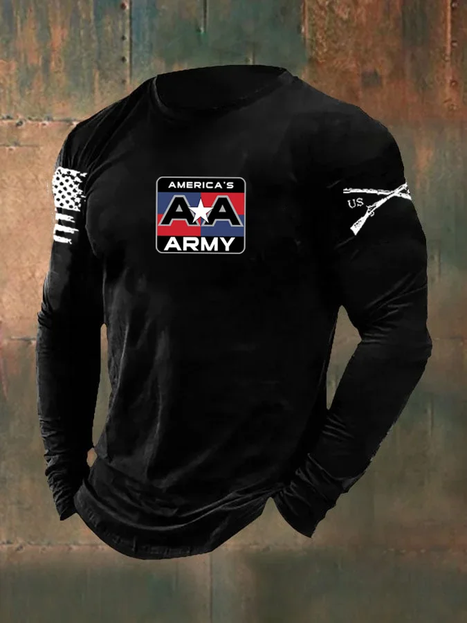 Men'S America's AA Army Pattern Long Sleeve T-Shirt