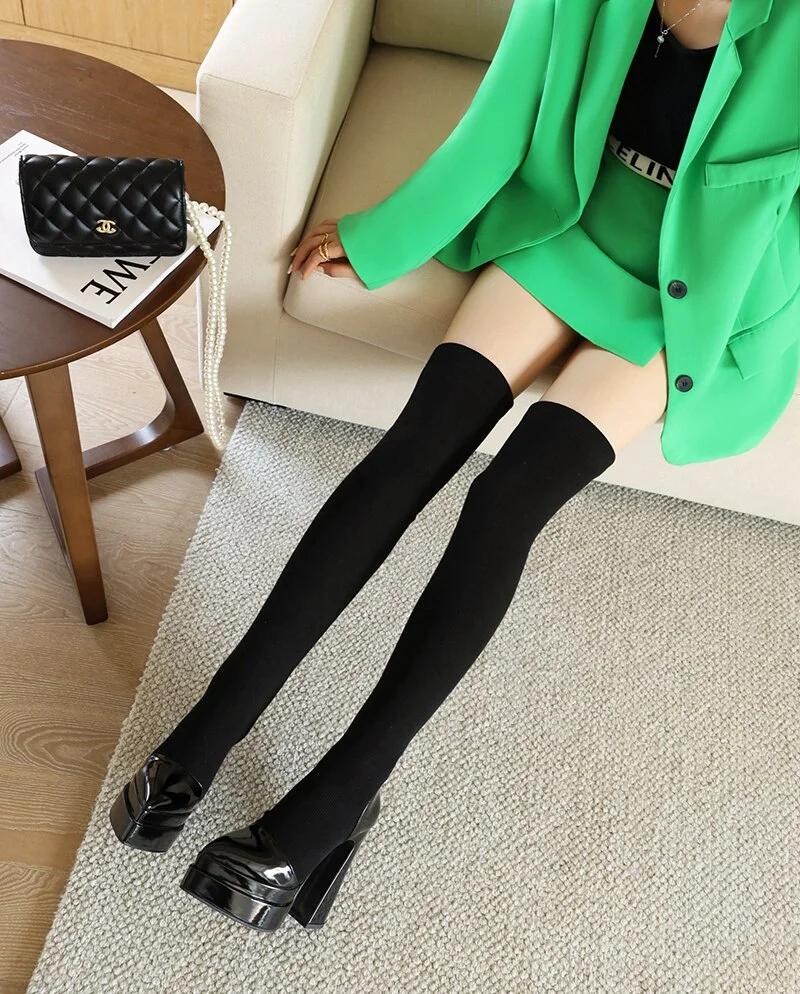 Wongn Patent Leather Pointed Toe Triple Platform High Profiled Cutout ...