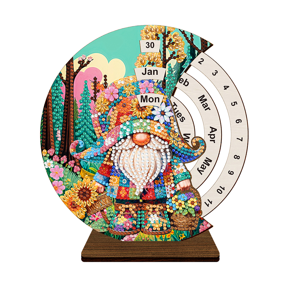 Special Shape Garden Gnome Diamond Painting Spinning Calendar for ...