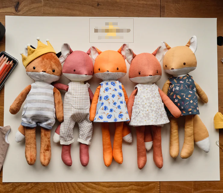 Cute Fox With Clothes Template Set