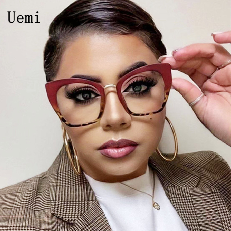 New Women Blue Light Glass Cat Eye Glasses Frame Leopaard Eyeglasses ...