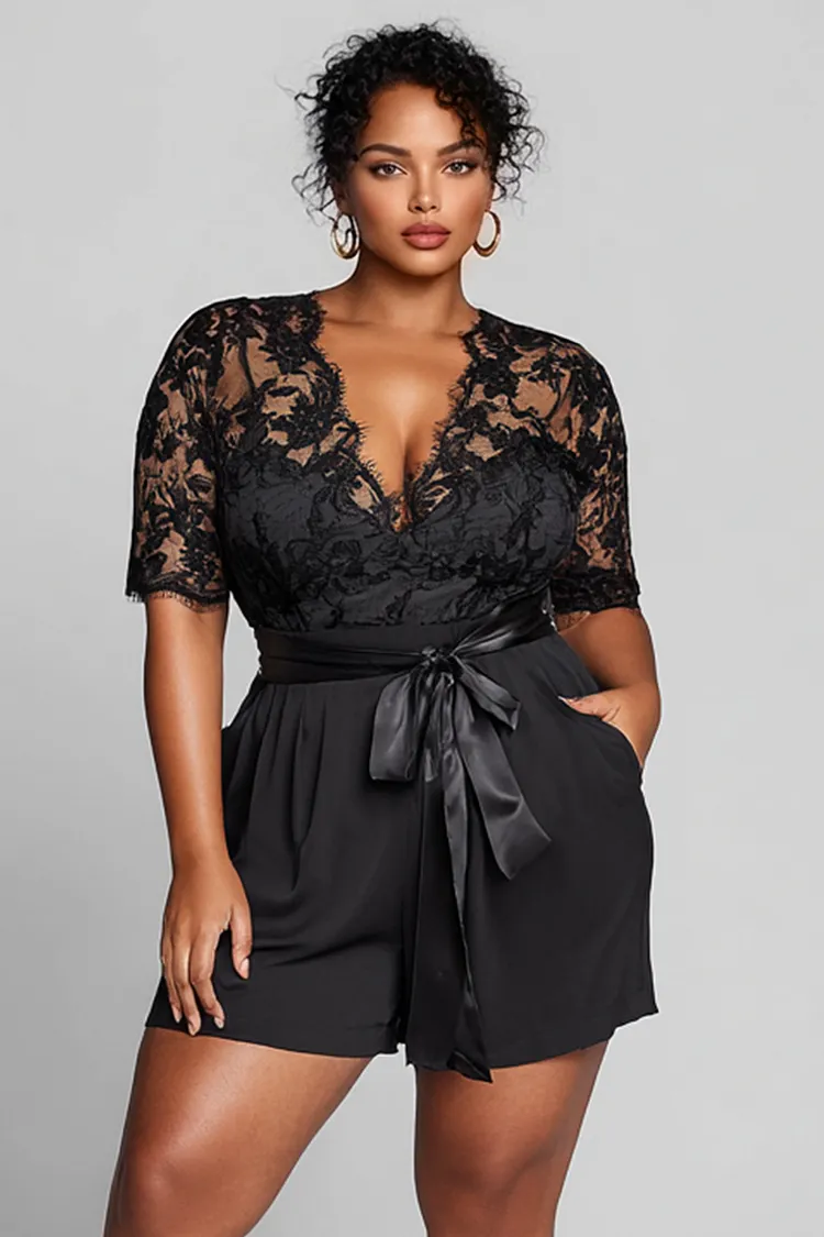 Xpluswear Design Plus Size Party Satin Black V Neck Short Sleeve Pocket ...