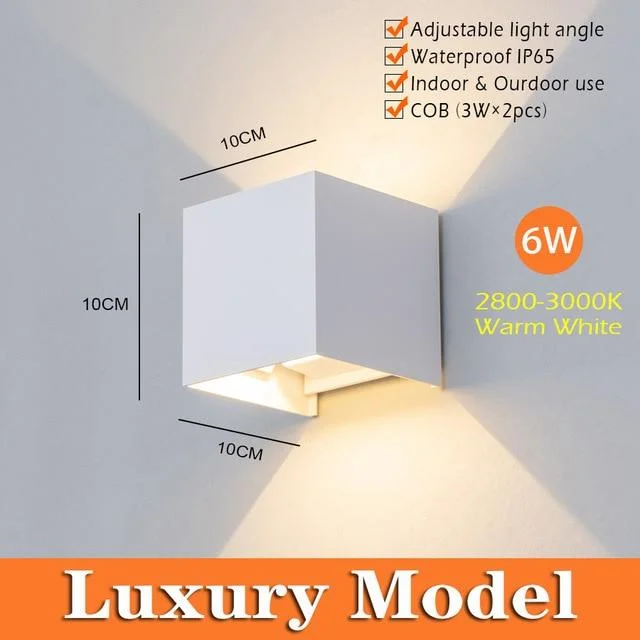 6W LED Wall Lamp IP65 Waterproof Indoor & Outdoor Aluminum Wall Light ...