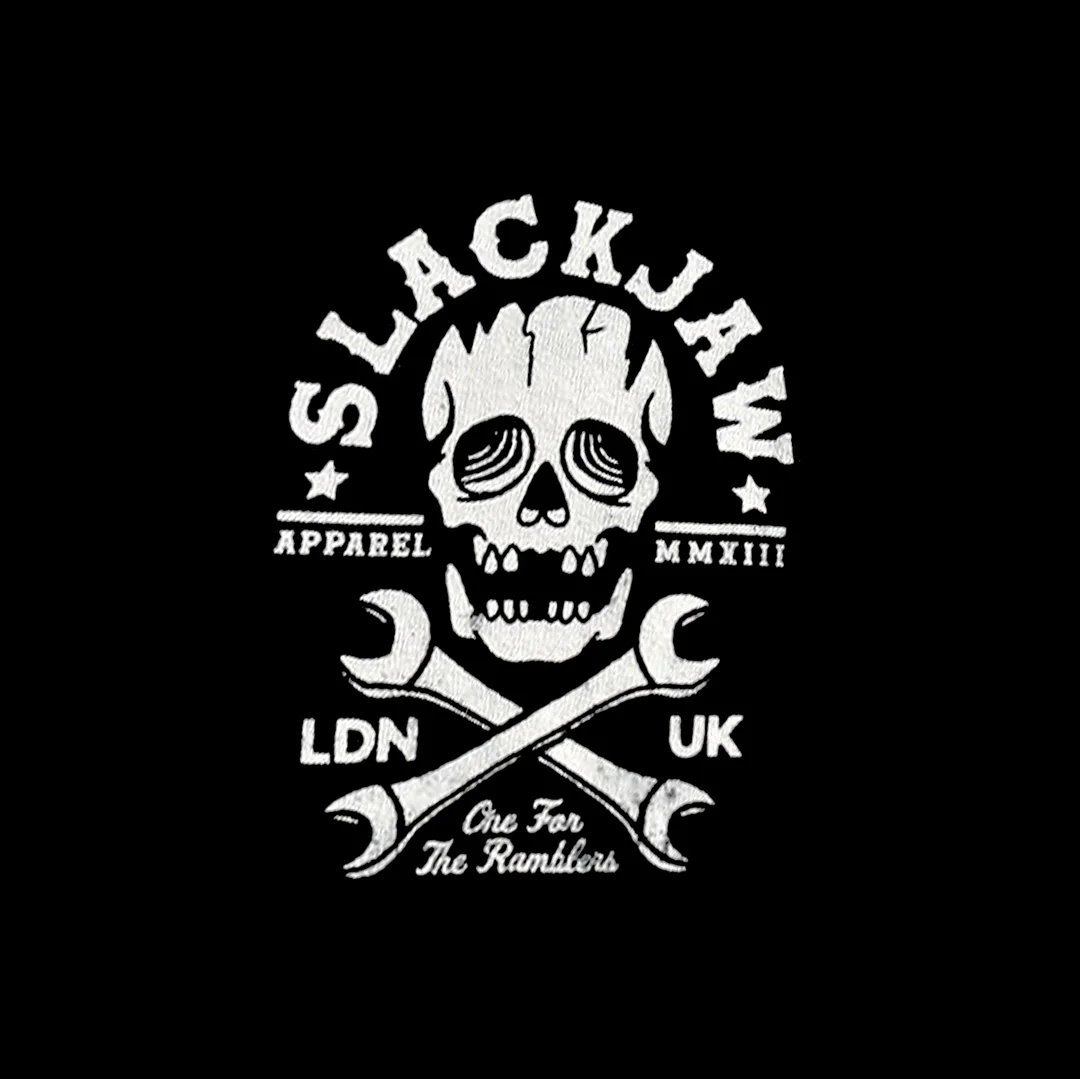 SLACK JAW Skull with Motor Handles Graphic Black Print T-shirt