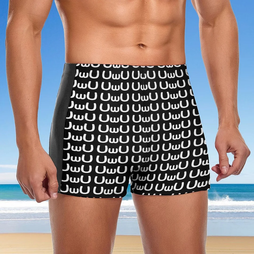 SFNEEWHO Uwu Happy Anime Face Emoticon Swim Brief Square Leg Mens Board ...