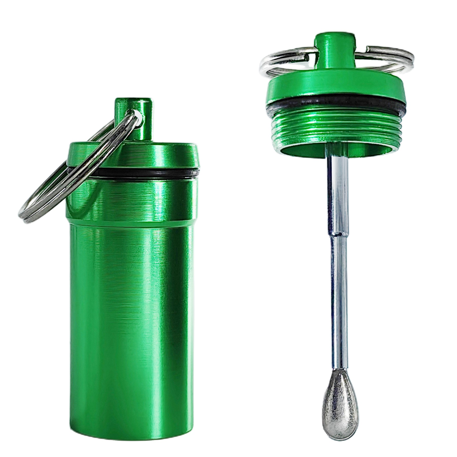 Metal vial with spoon