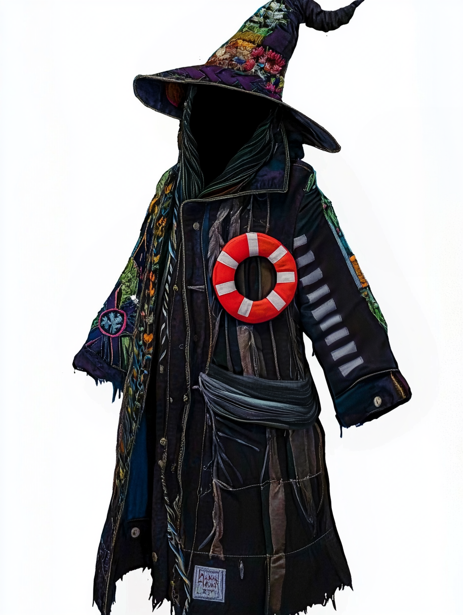 Colorful lifebuoy embroidery long wizard cape 909a