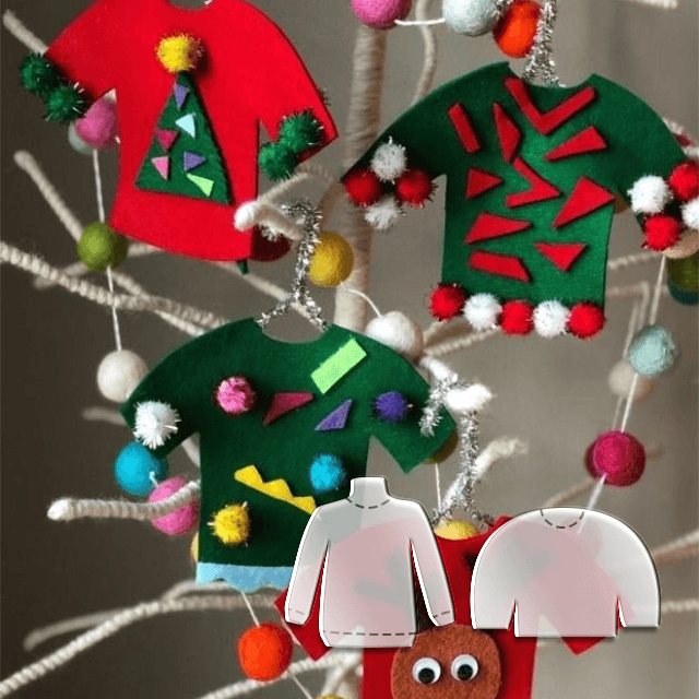 Sweater Ornament Garland Templates Set -With Instructions