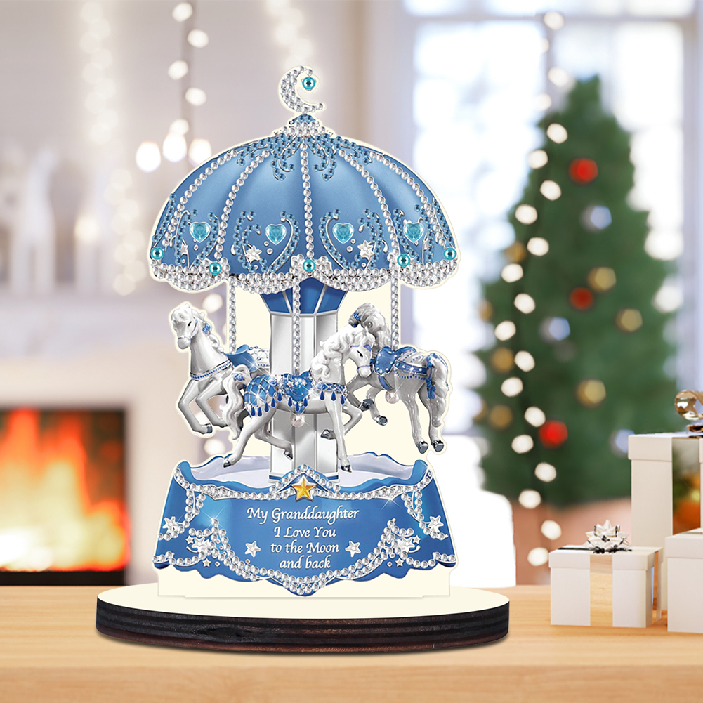 DIY Carousel Single Side Diamond Painting Wooden Crystal Painting ...